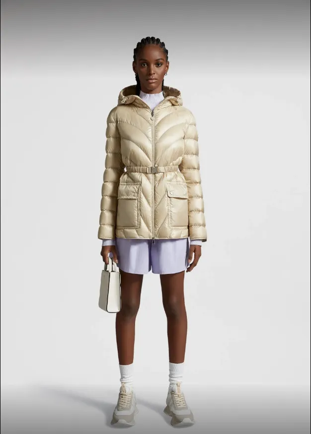 DHgate.com:2024 Women's Striped Parka: White Duck Down, Hooded, Belt ...