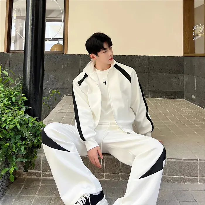 Spring Trendy Contrast Color Stripe Design Sports Jacket And Spring Trendy Contrast Color Stripe Design Sports Jacket And