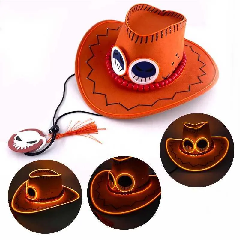 LED Light Up Cowboy Hat: Anime Cosplay Hat With Glowing Brim For ...