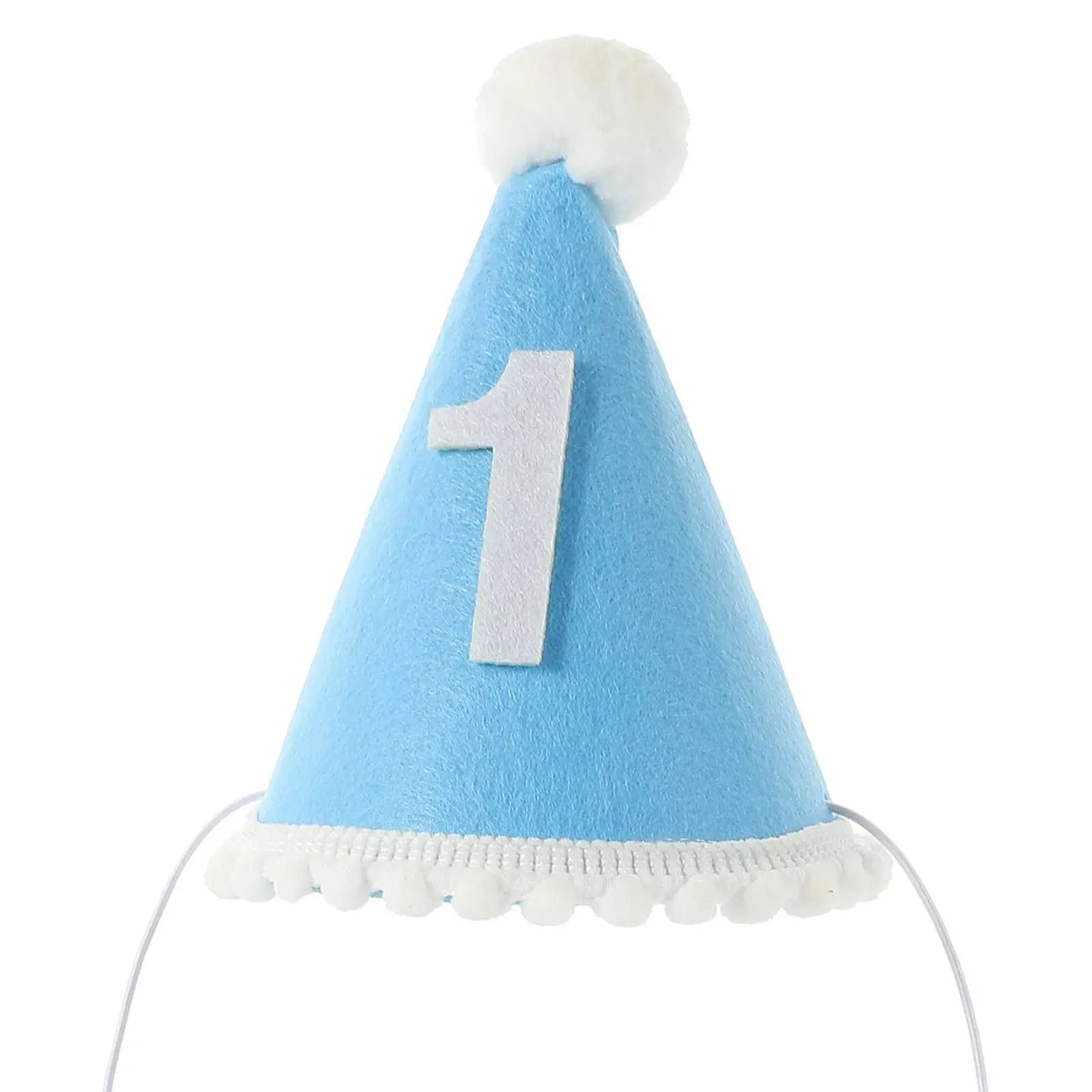 Blue 1st Birthday Crown Hat Headband - Premium Fabric First Birthday ...