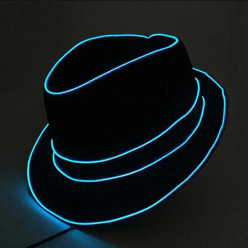 LED Luminous Light Up Fedora Hat For Gentlemen Perfect For Night ...