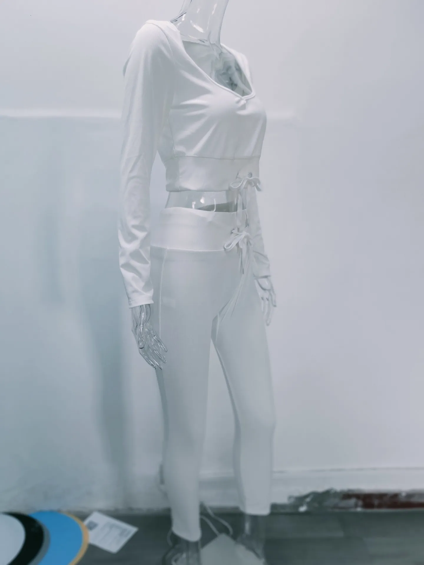 Ribbed Knit Yoga Suit Set: Long Sleeve Top & Pants - Premium Comfort ...