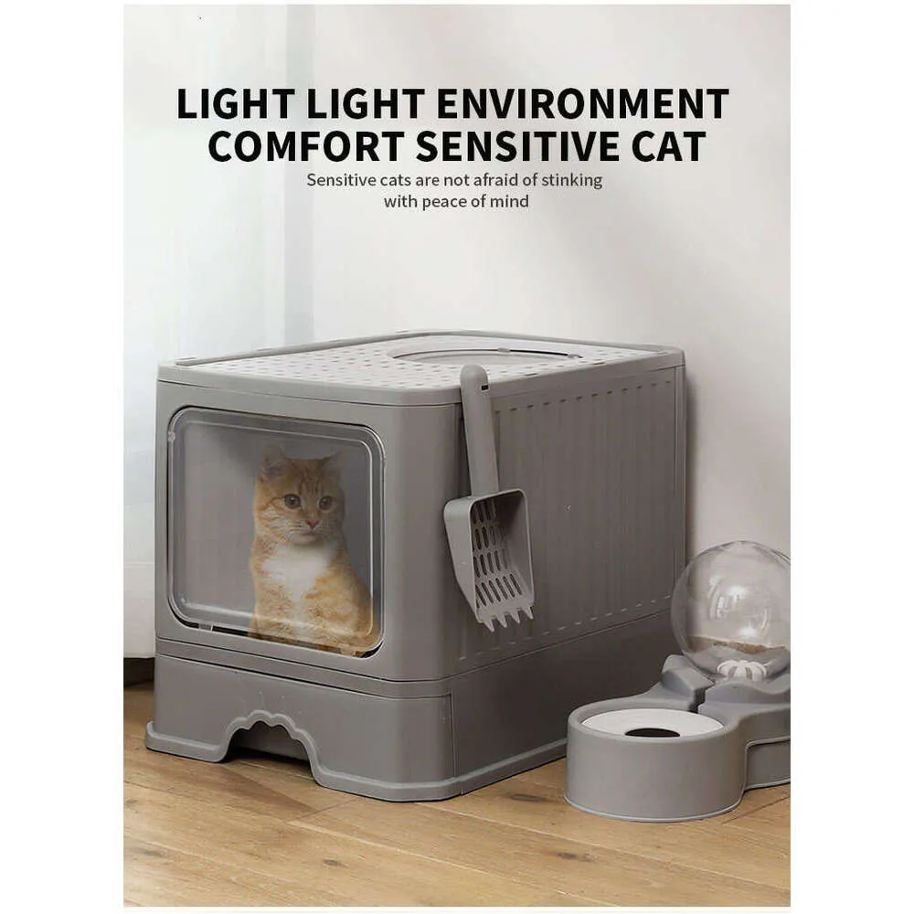 Large Foldable Litter Box With Stairs Box With Lid And Scoop Wholesale ...