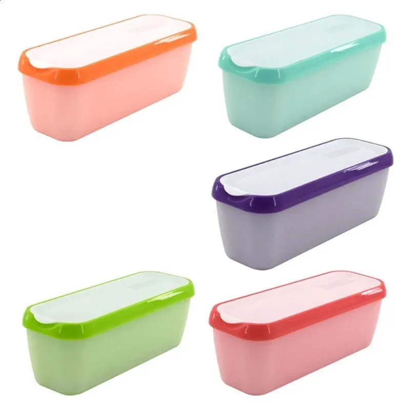 Reusable Ice Cream Storage Tub with Lid - Rectangular Freezer Container ...