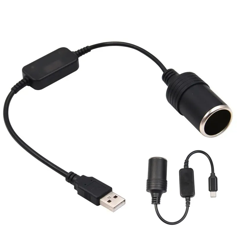 USB Type-C to 12V Male to Female Cigarette Lighter Socket usb adapter ...
