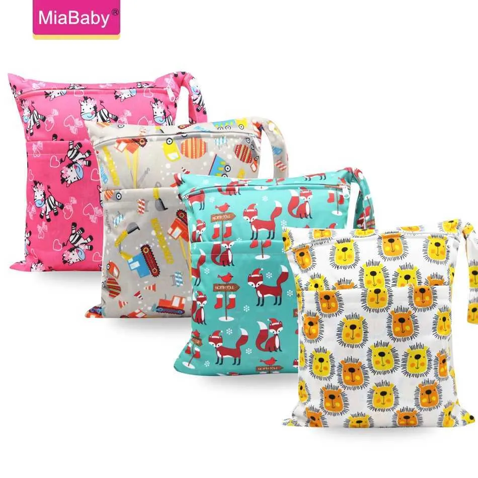 Waterproof Diaper Bag with Two Zippers - Reusable Wet Dry Nappy Bag for ...