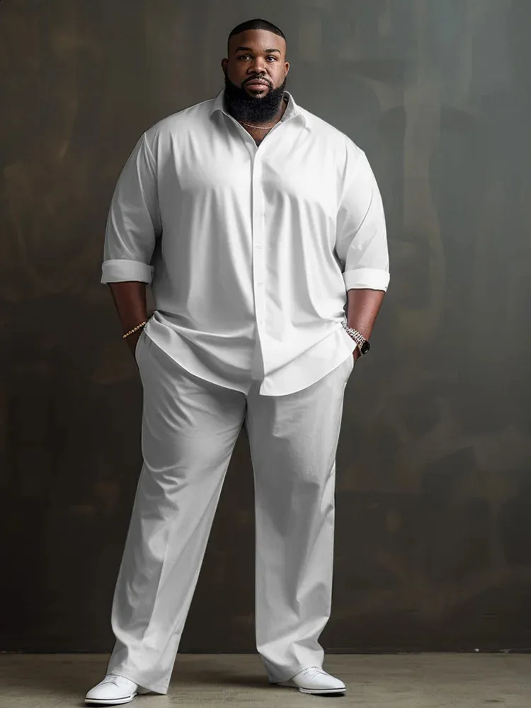 ZOOY Mens Solid Color Long Sleeved Mens White Linen Shirt And Straight Pants Suit Plus Size L 9XL From Domainstore 67.82 DHgate.Com