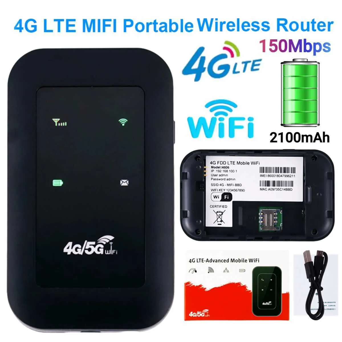 4G LTE Pocket 4g Modem Router With WiFi Repeater, Signal Amplifier, SIM ...