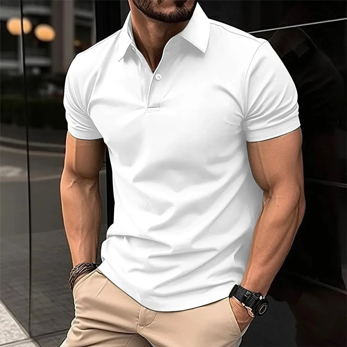 Premium Quality Slim Fit Polo: Korean Casual Style, Silk Cotton Blend ...