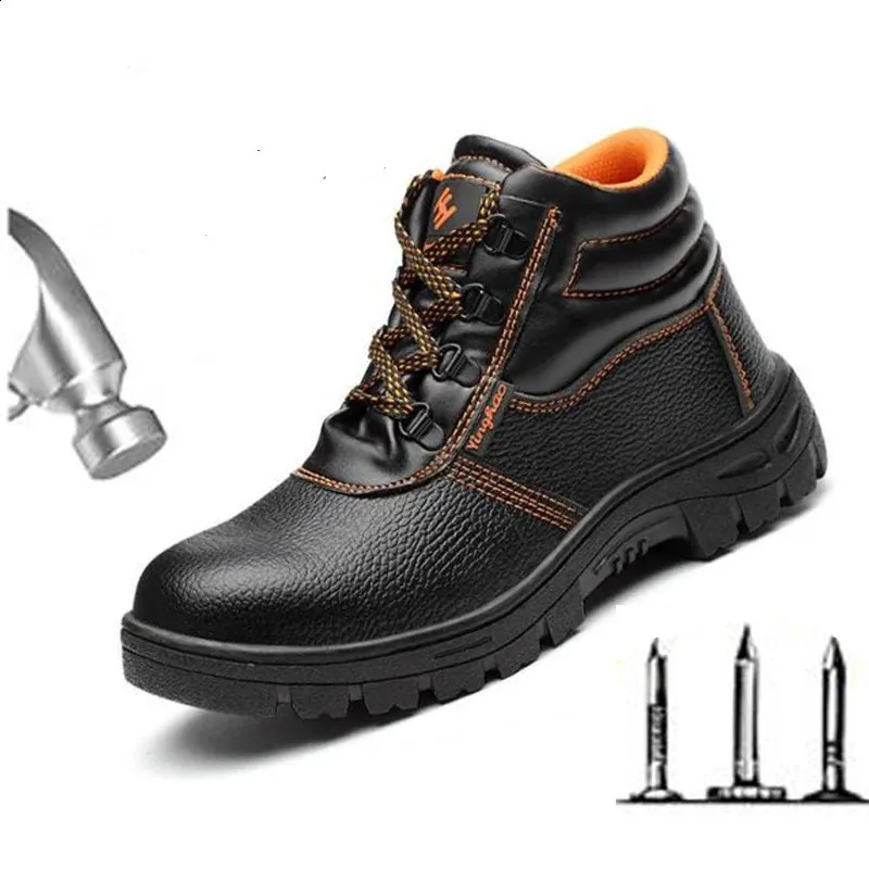 Men's labor protection shoes with anti-smash and anti-puncture rubber ...