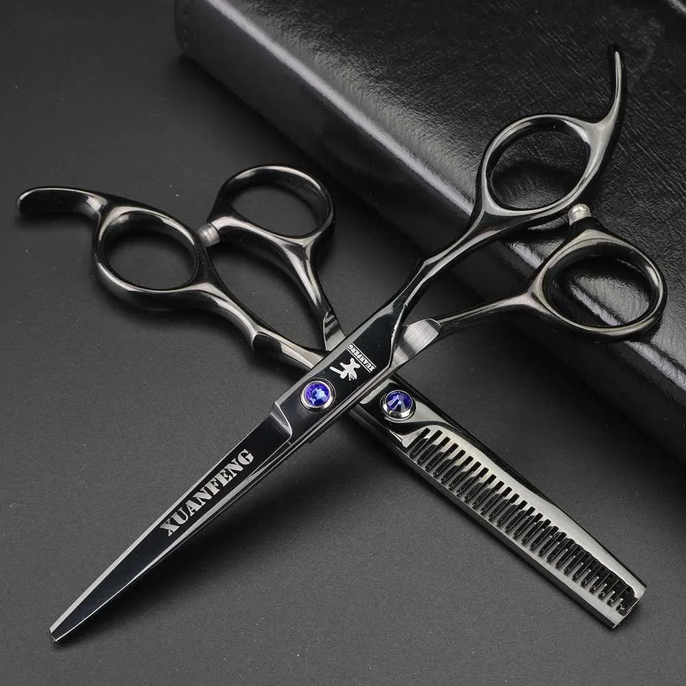 Professional Barber Hair Cutting Scissors - 6 Electroplated Thinning ...