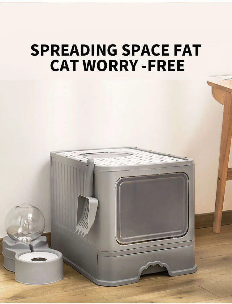 Large Foldable Litter Box With Stairs Box With Lid And Scoop Wholesale ...