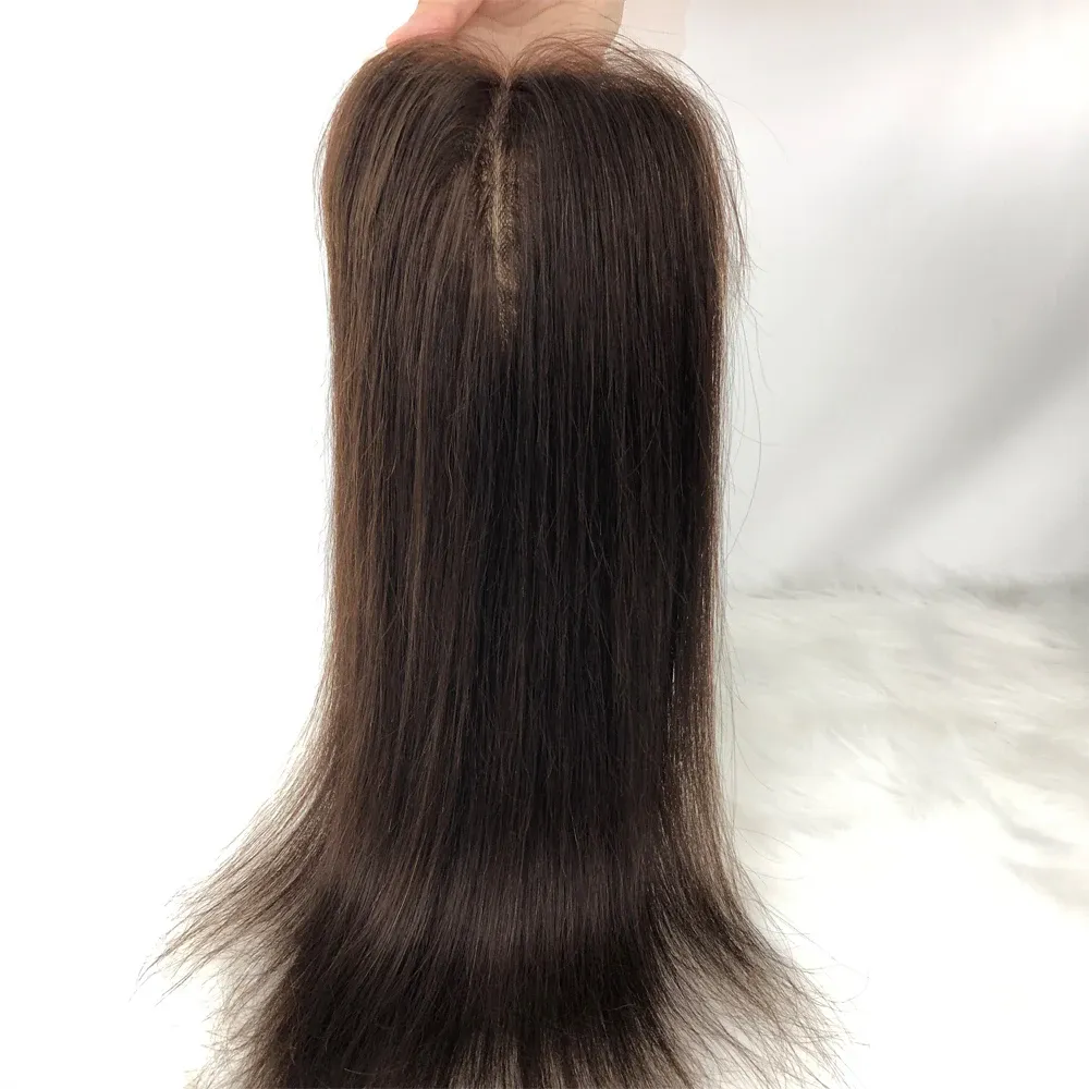 Virgin Euro Human Hair Topper: Top De Seda Natural, Base De Piel, Cuero ...