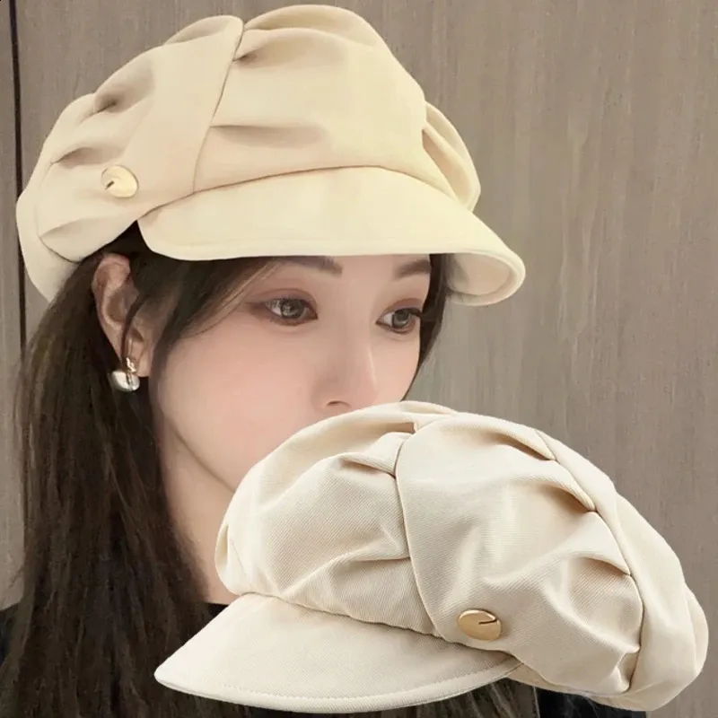 Short Brim Caps: Women's Beret Hat, Lightweight Octagonal Cap Polyester ...