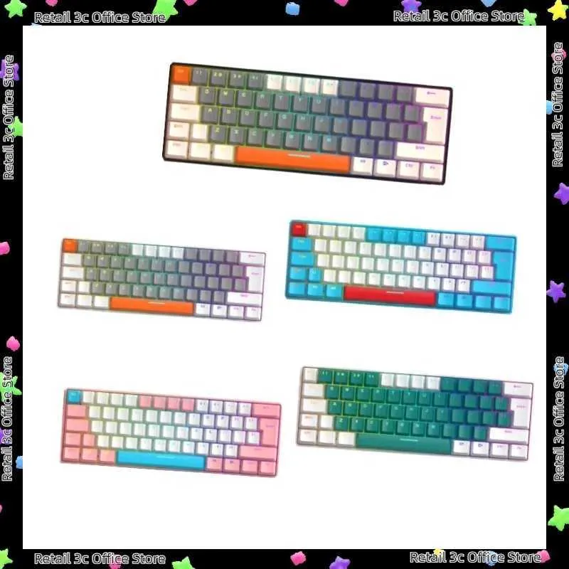 ZIYOULANG T60 Wired Mechanical Clix Cotton Candy Keyboard 62 Key Color ...