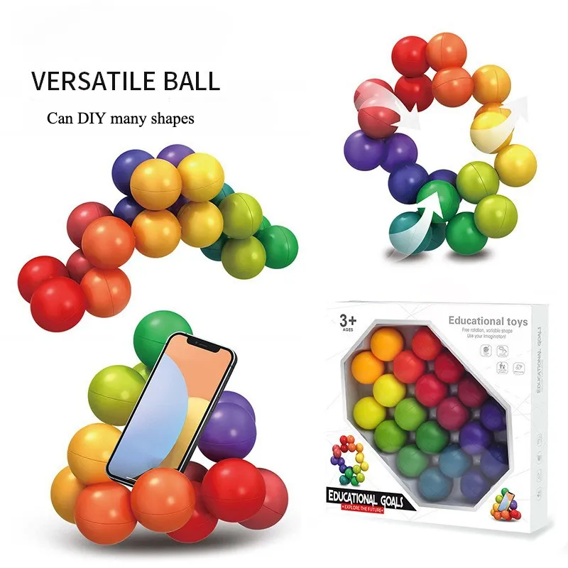 3D Magic Ball Puzzle: Decompression Beads Toy for Kids Ages 3+, Brain ...
