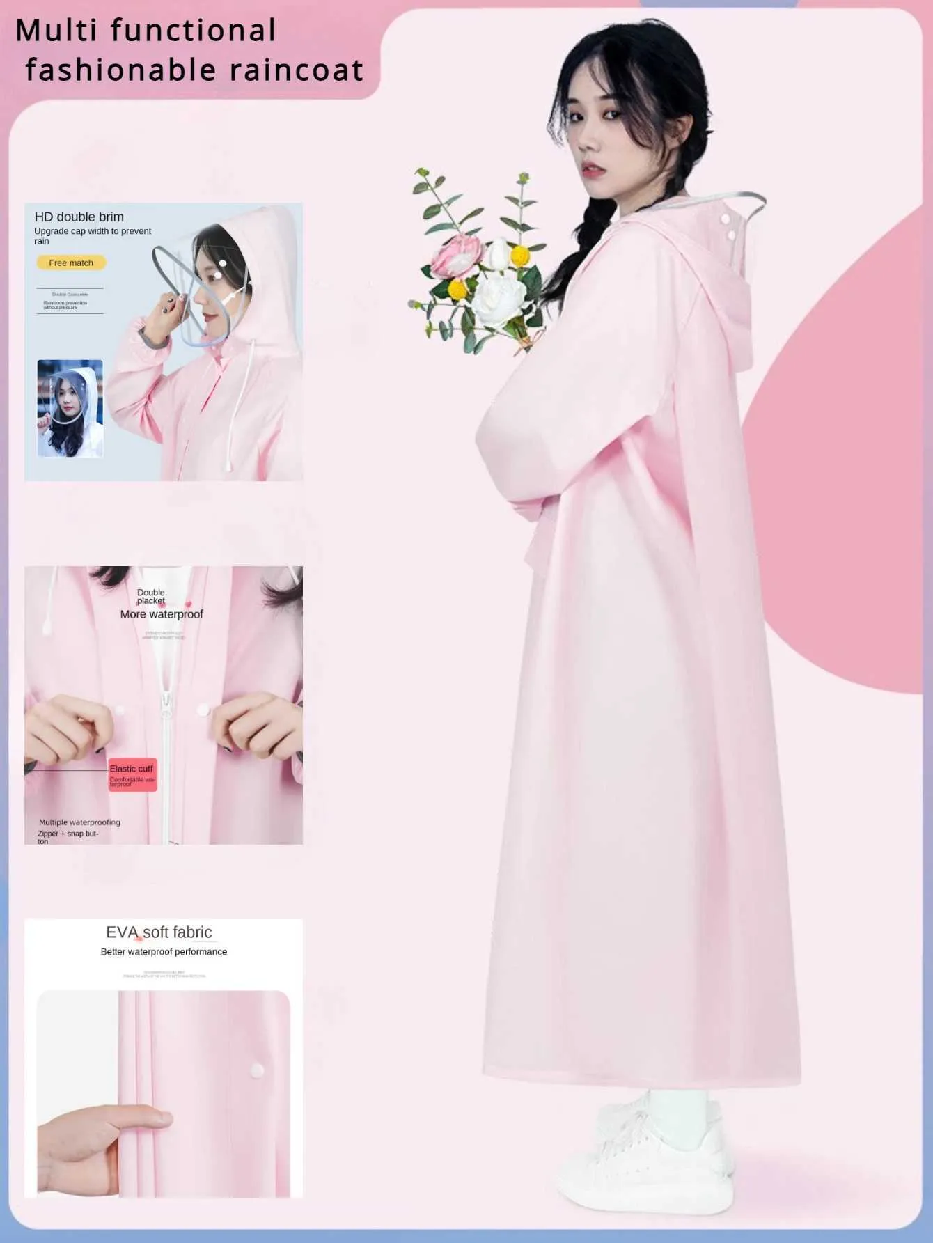 Long Waterproof Raincoat for Women: Fashionable, Windproof, and ...