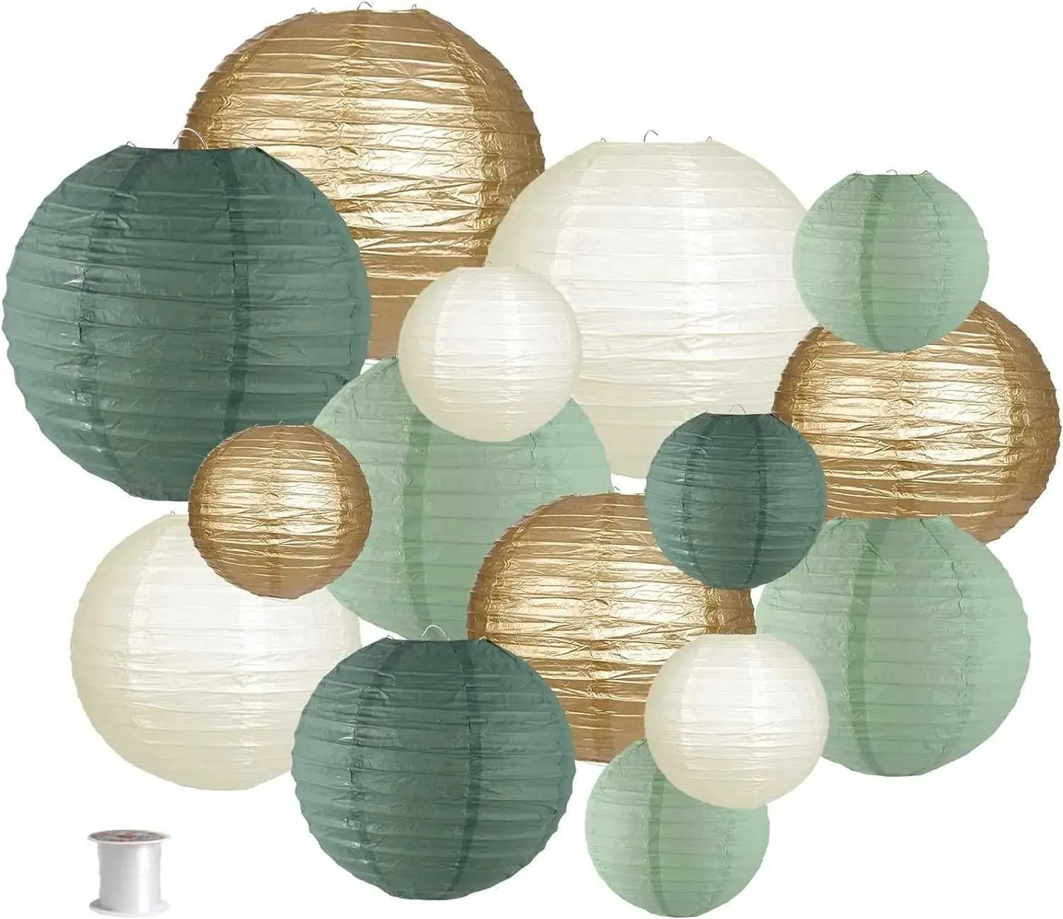DHgate.com:Rustic Party Decor: Gold, Ivory, & Sage Green Paper Lanterns ...