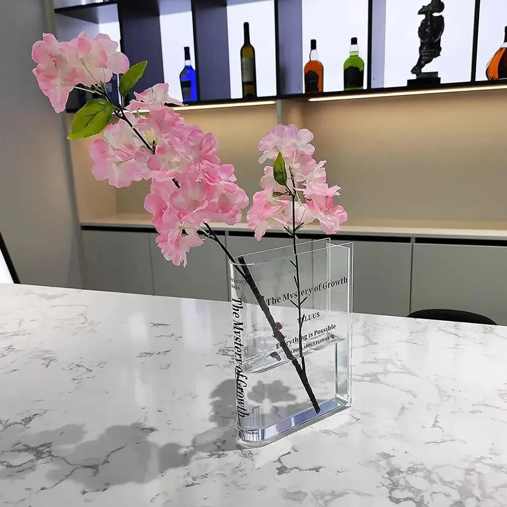 Clear Acrylic Vase Book Shaped Cultural Flavor Decorative For Unique ...