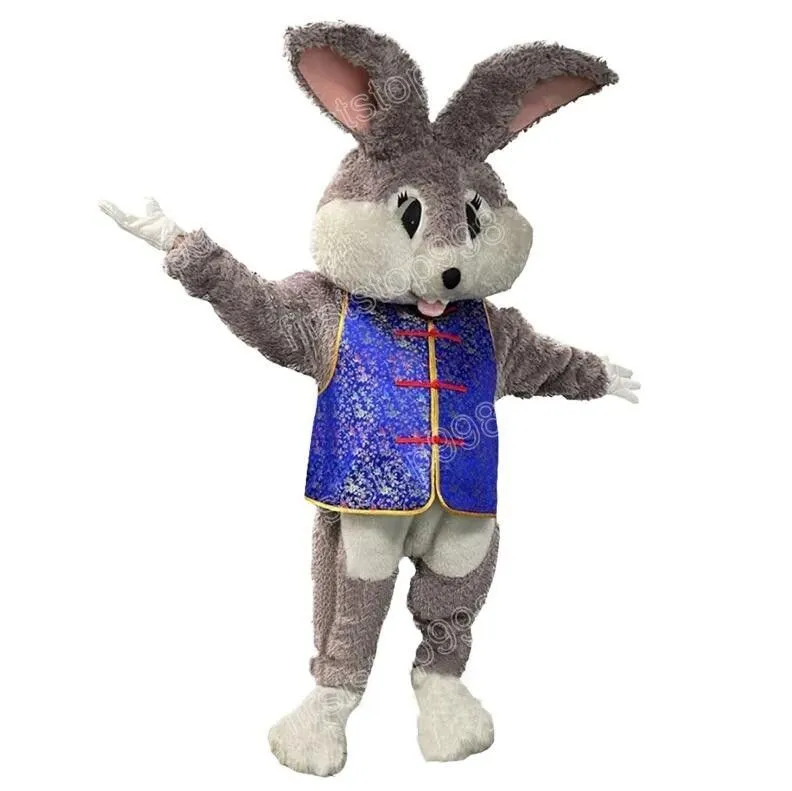 Rabbit Mascot Costume Unisex Cotton Broadcloth Full Sleeve Grey Suit ...