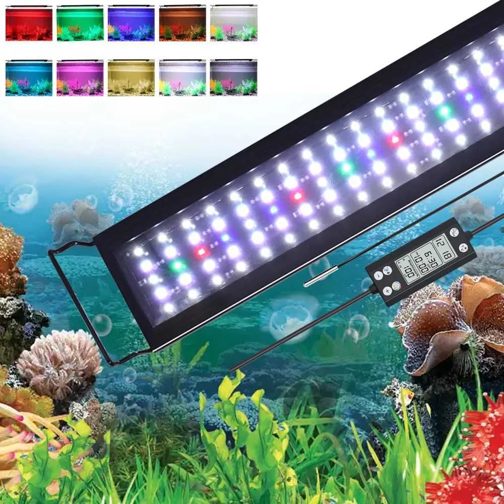 LCD Display Full Spectrum LED Fish Aquarium Light Light With ...