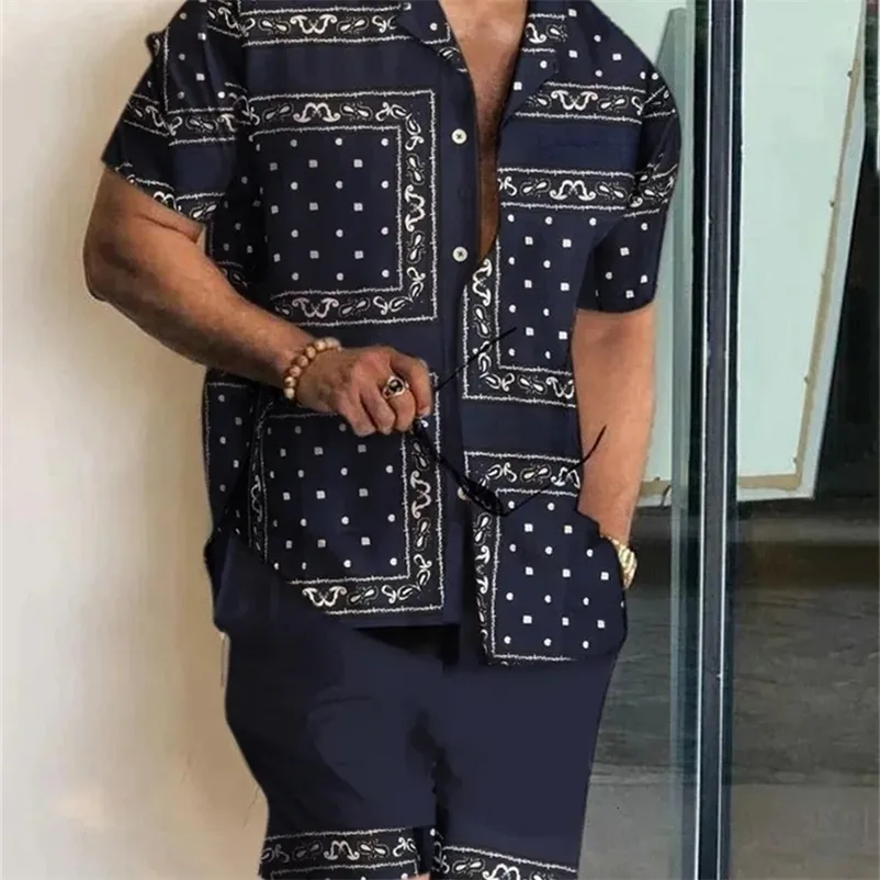 Men's Shirt and Shorts Set - 3D Print Patchwork - Summer Beach Vacation ...