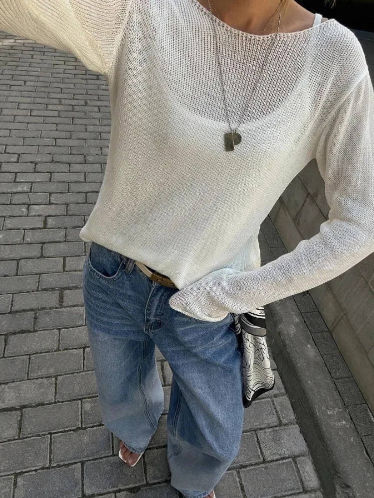Floral Knitted Loose Fit Acetate Womens Long Sleeve Batwing Jumper ...
