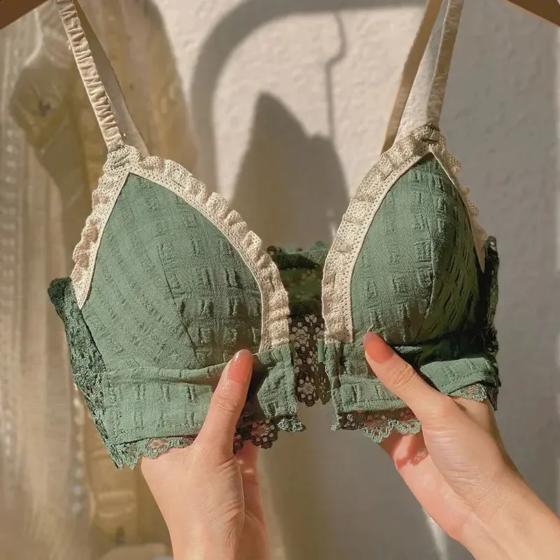 Japan Korean Front Closure Lace Bra Wire Free... From Leonorastore, $16 ...