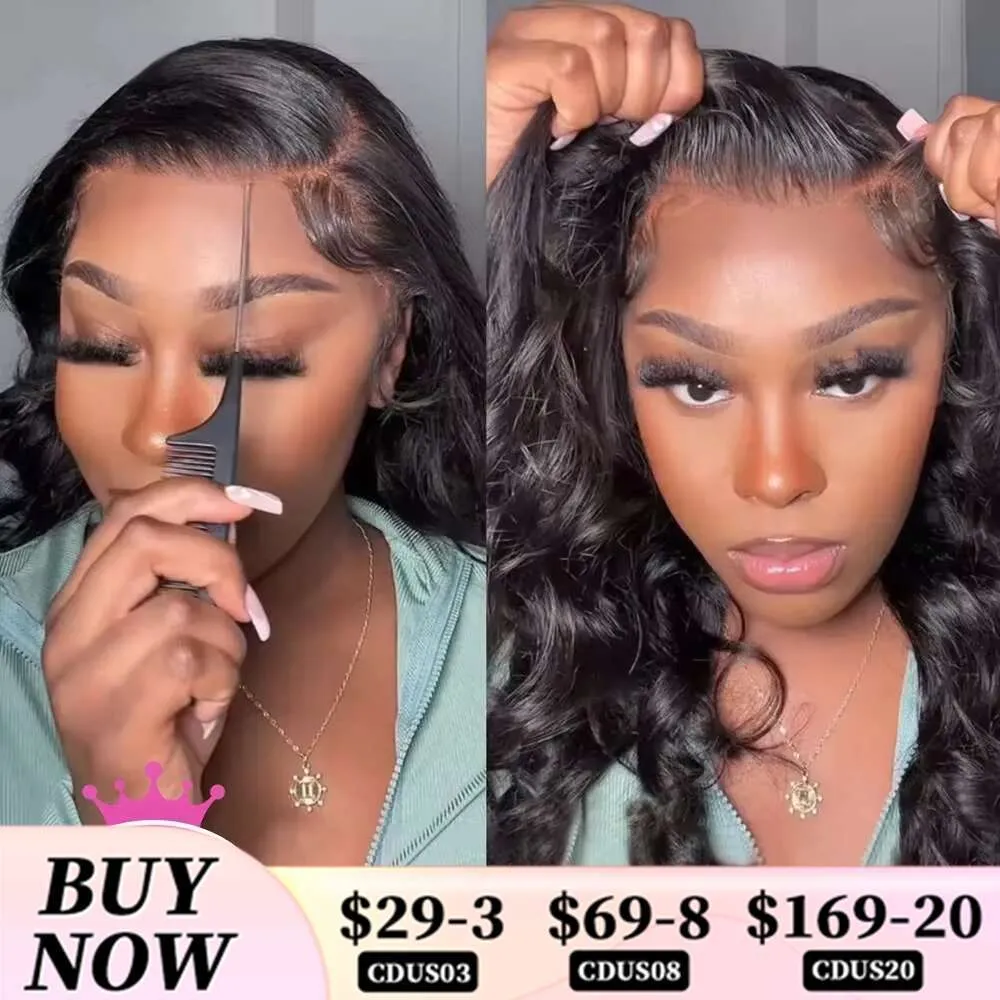 Body Wave Human Hair Wig: Glueless 6x4 HD Lace Closure, Natural Black ...