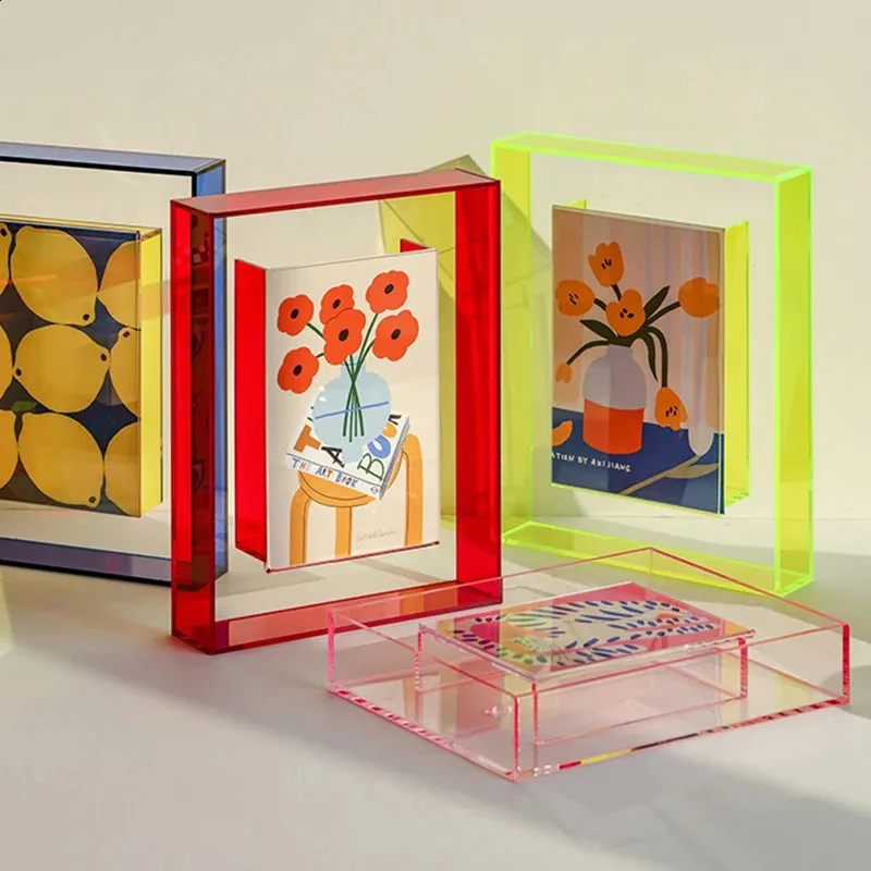 5x5 Picture Frames: Clear Acrylic Display Stand for Photos & Art ...