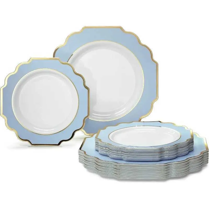 240-Piece Disposable Dinnerware Set - Elegant Plastic Plates for 120 ...