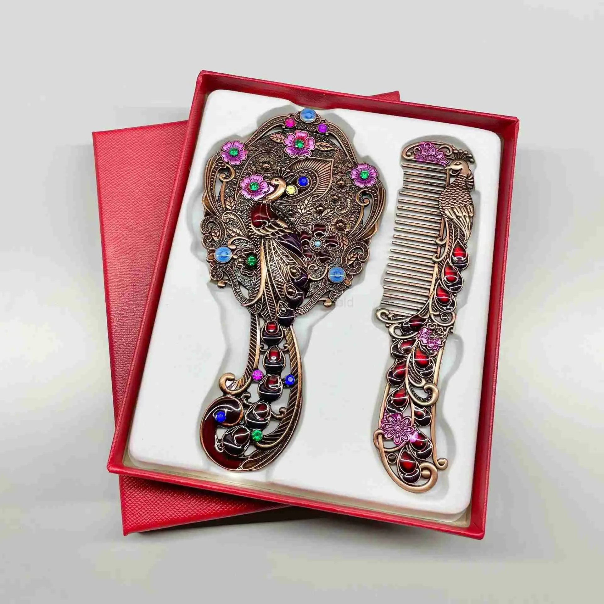 Vintage Style Vanity Mirror, Embossed Bronze Peacock... From Flies_like ...