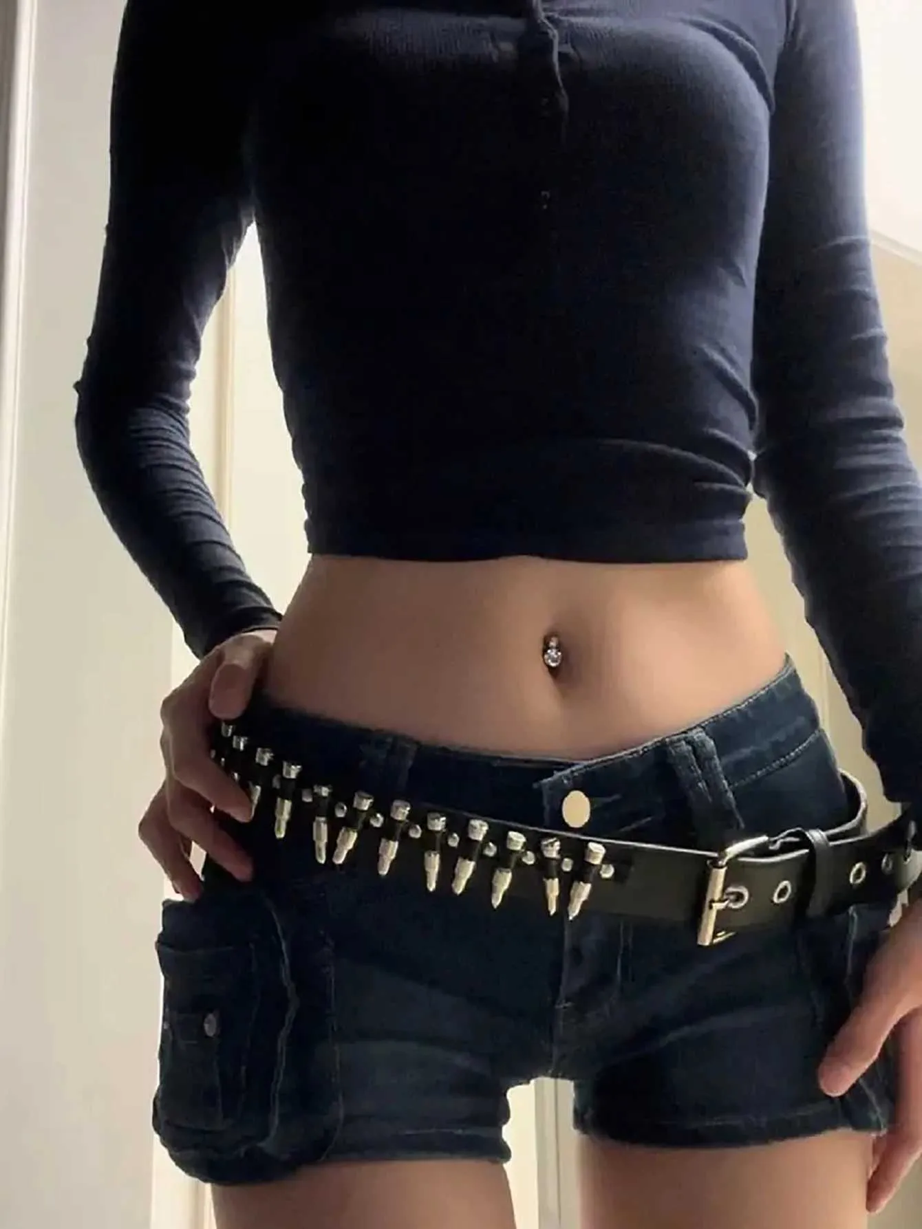 Punk Belts Women's Leather Waist Belt With Bullet Decor, Gothic Rock ...