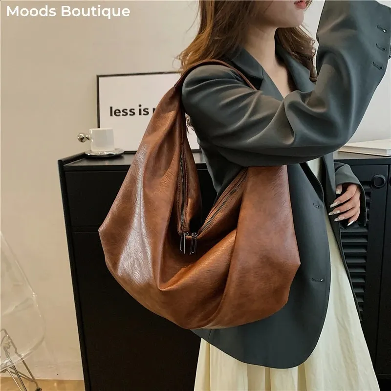 Vintage PU Leather Shoulder Hobo Bag for Women - Large Capacity ...