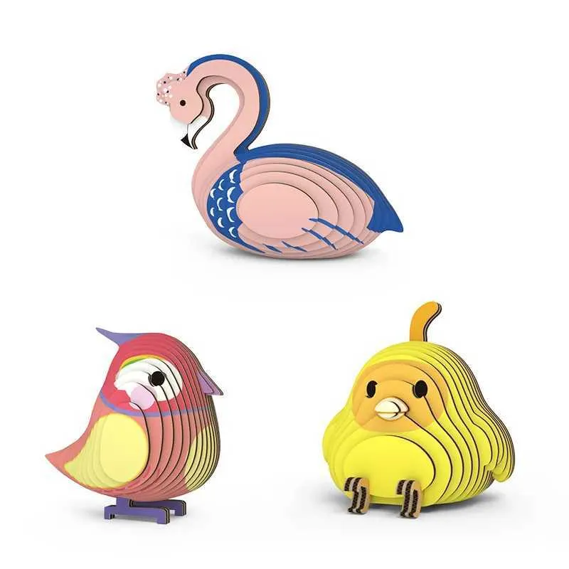 Multisize 3D Paper Jigsaw Puzzles: Bird & Animal DIY Toys - Educational ...
