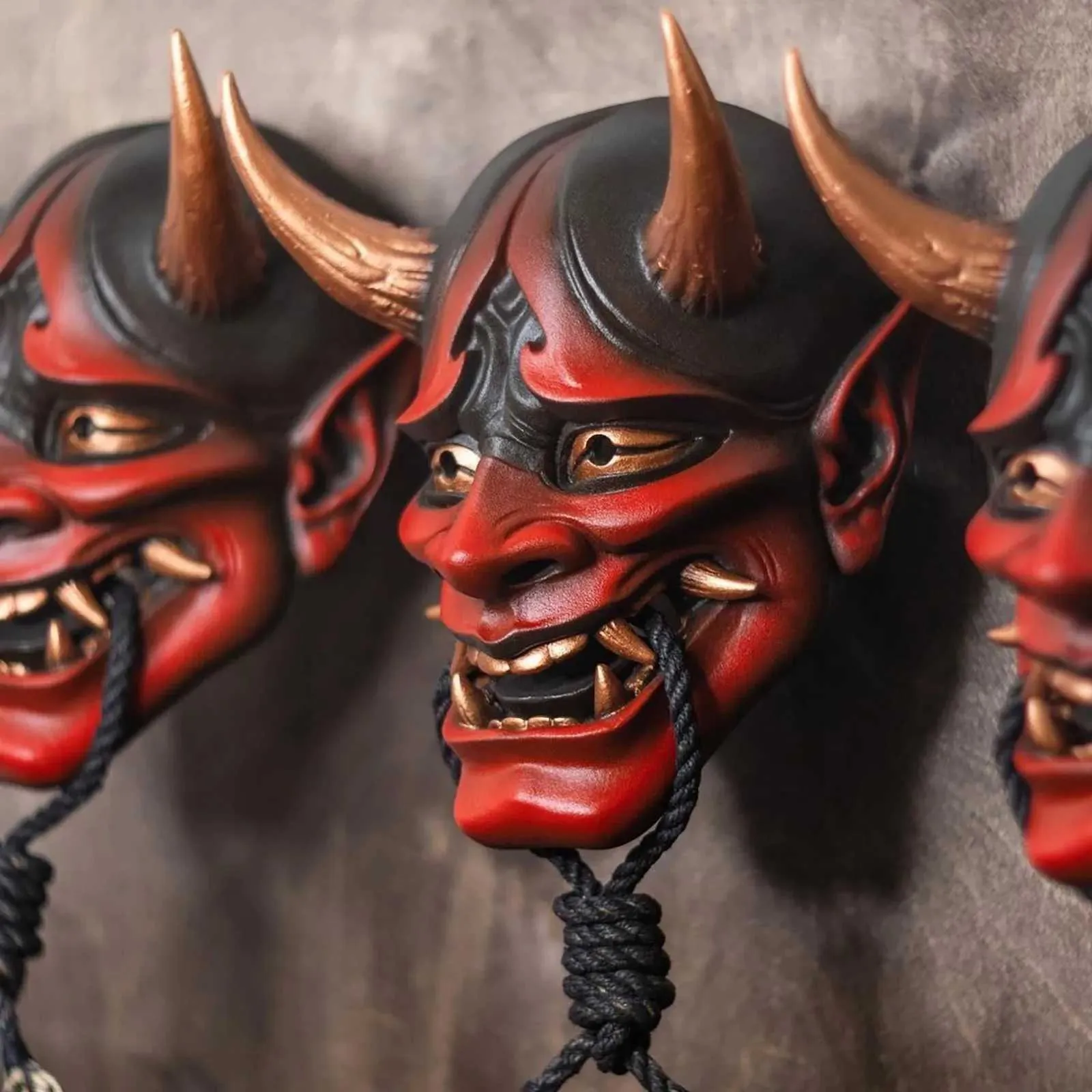 Japanese Demon Mask Scary Hannya Oni Noh Kabuki Latex Mask For Cosplay ...