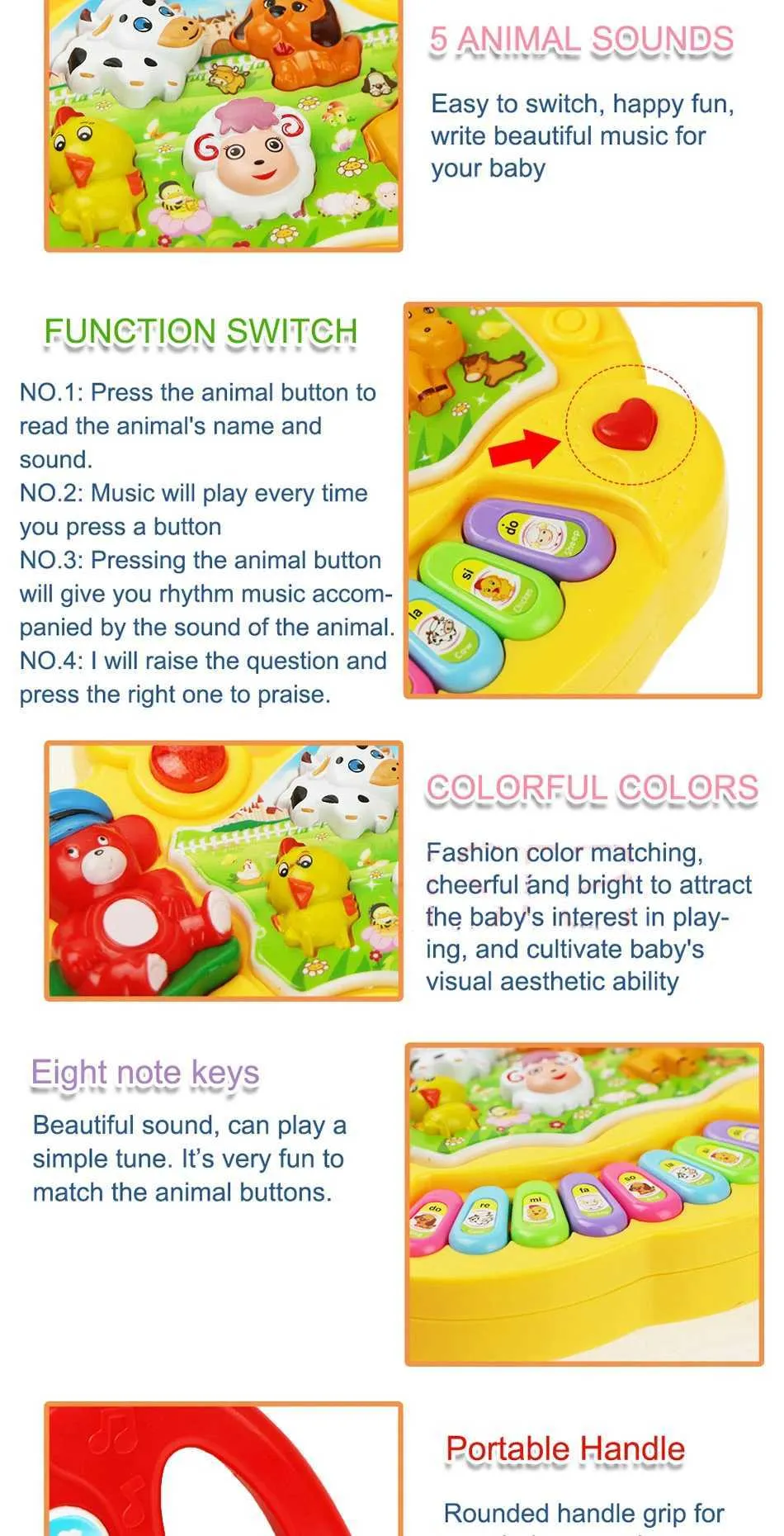 Farm Animal Sound Kids Piano Musical Instruments Toy... From Early ...