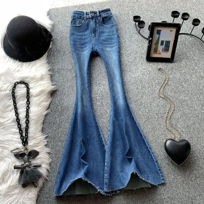 Blue Flared Jeans, High Waisted Style For Women | DHgate