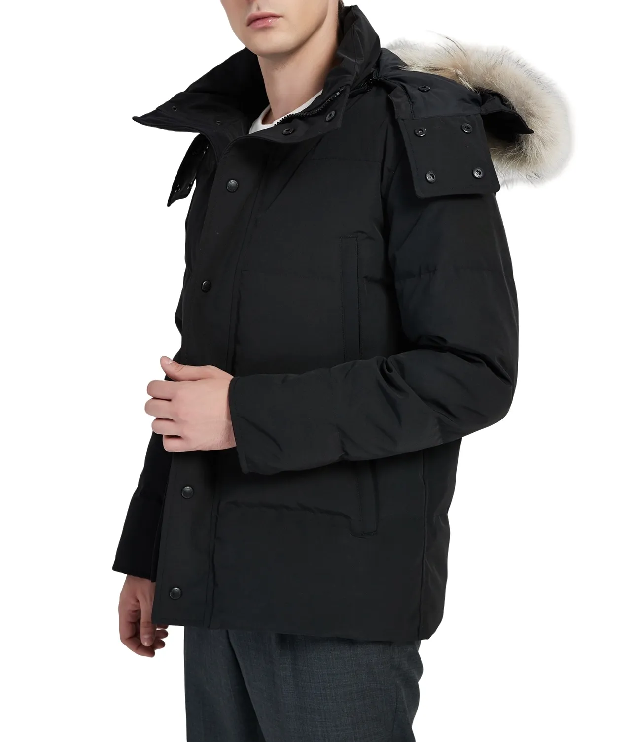 Winter Mens Down Jacket Real Wolf Fur Hooded Parka Thickened Warm ...