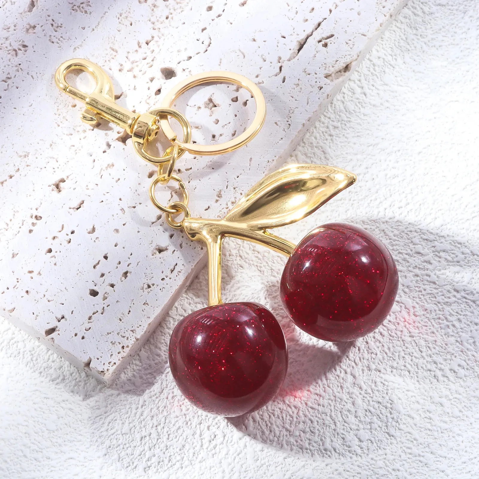 Gold Strawberry Keychain Cherry Keychain Purse Charm NUJOLI Cherry ...