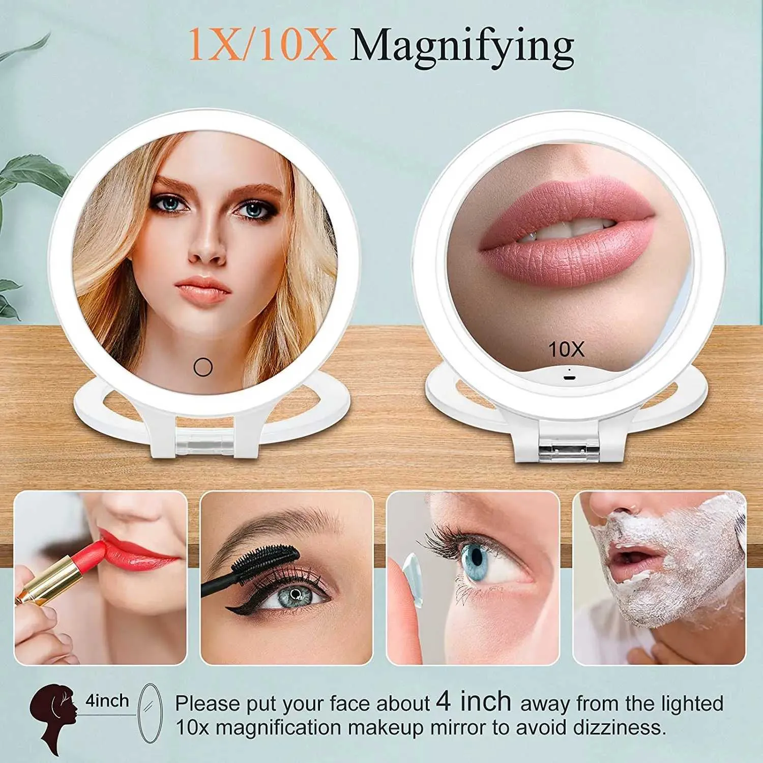 2/5/10x Magnifying Compact Mirror - Double-Sided, Portable Travel ...