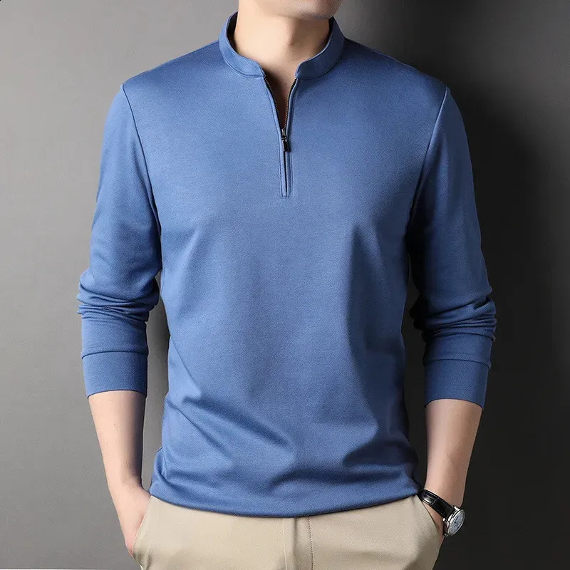 DHgate.com:Long Sleeve Cotton Polo Shirt: Men's Solid Zipper Business T ...