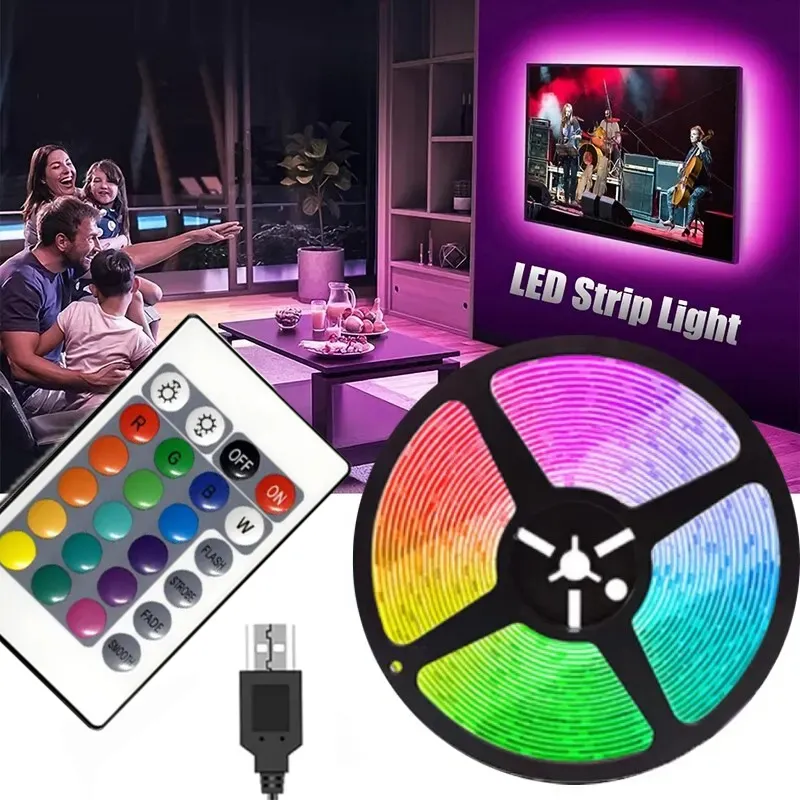 DHgate 60 LEDs Multicolor D2.0 RGB LED Light Strip with Remote Control for Desk or Home Decor Lights Lighting