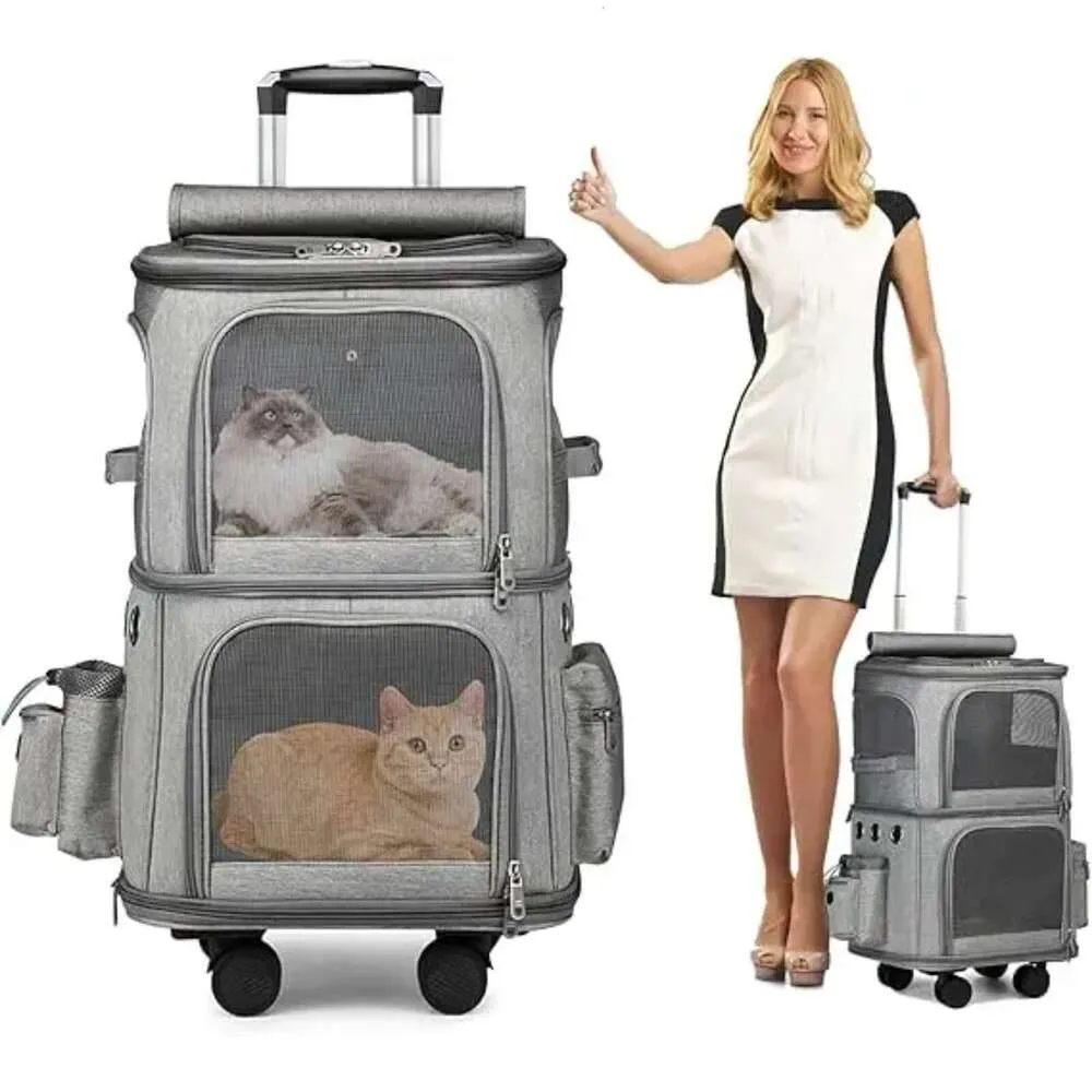 Large Capacity Double Compartment Cat Backpack With Trolley Sleeve With ...