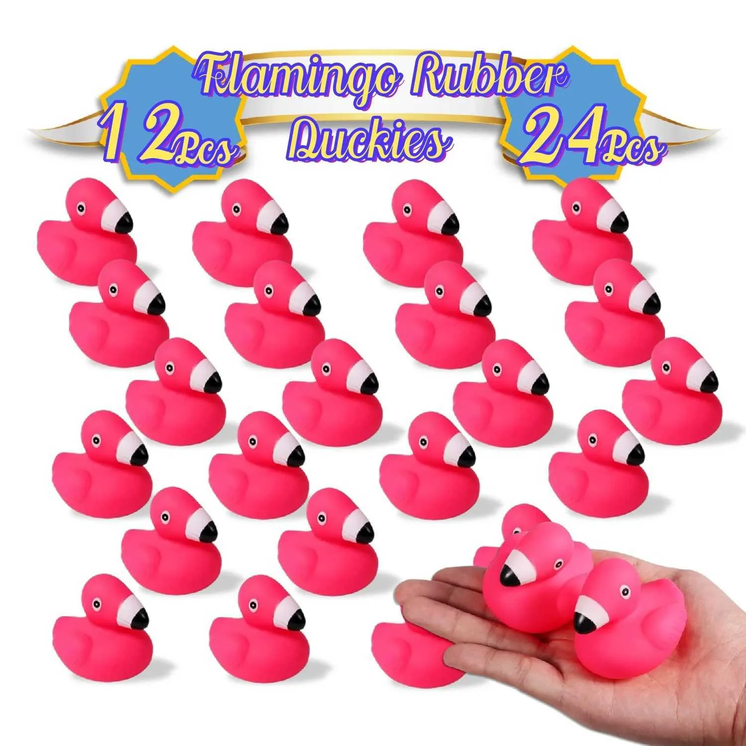 Flamingo Rubber Duckies Bulk 12/ - Floating Squeak Toys, Pink Flamingo ...