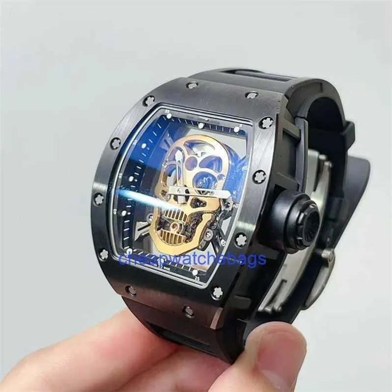 Luxury Automatic Winding Skeleton Chronograph Watch 52 01 Skull Men's ...