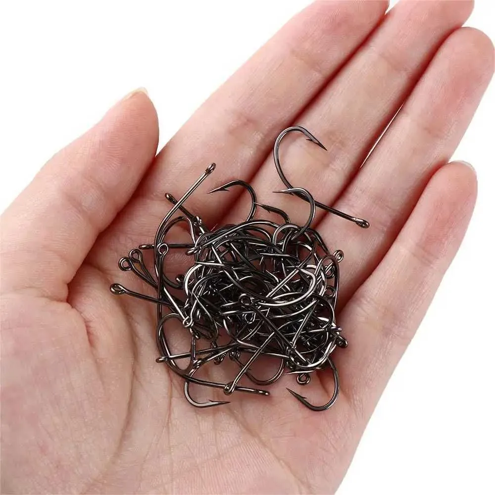 Premium Carp Fishing Hooks - Black Nickel Barbed, Forged High-Carbon ...
