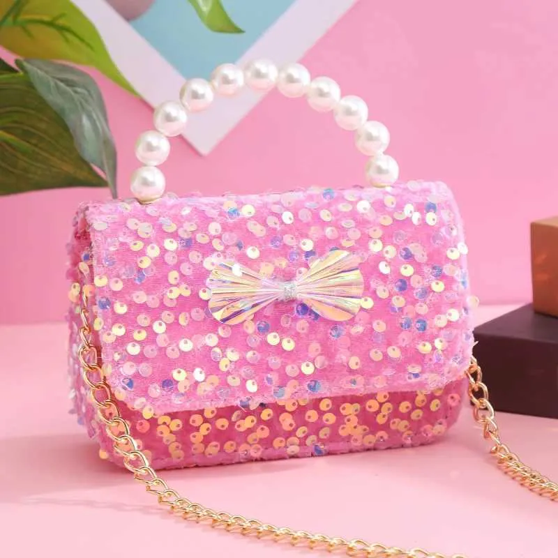 Children's glitter cross-shaped mini handbag coin purse with bow knot ...