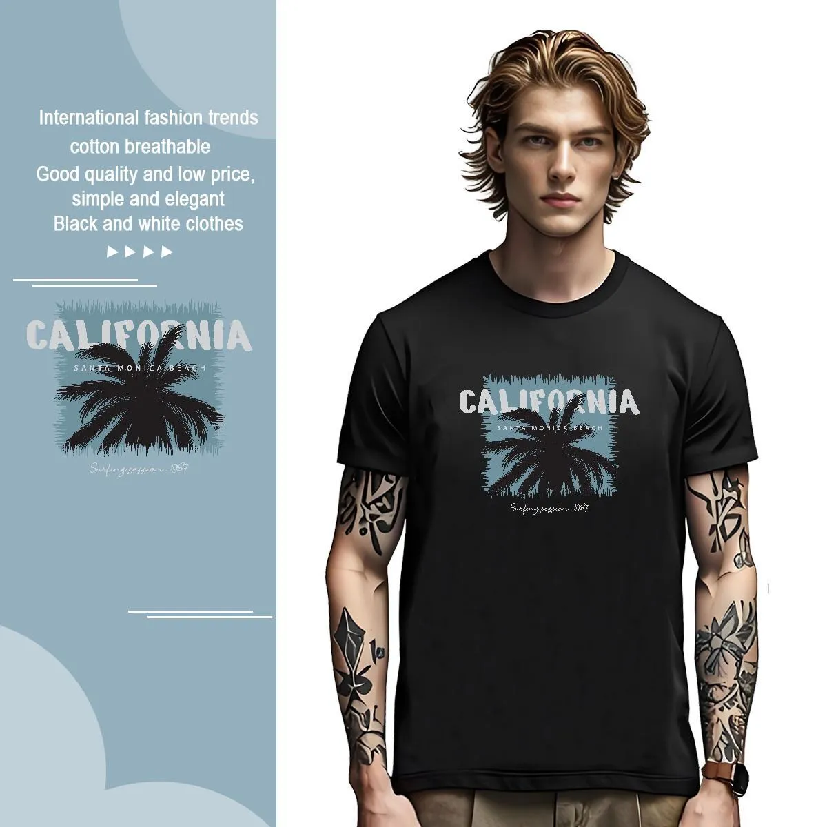 Mens T Shirts 230g Cotton Daily Outfit Breathable Short Sleeve Cartoon ...