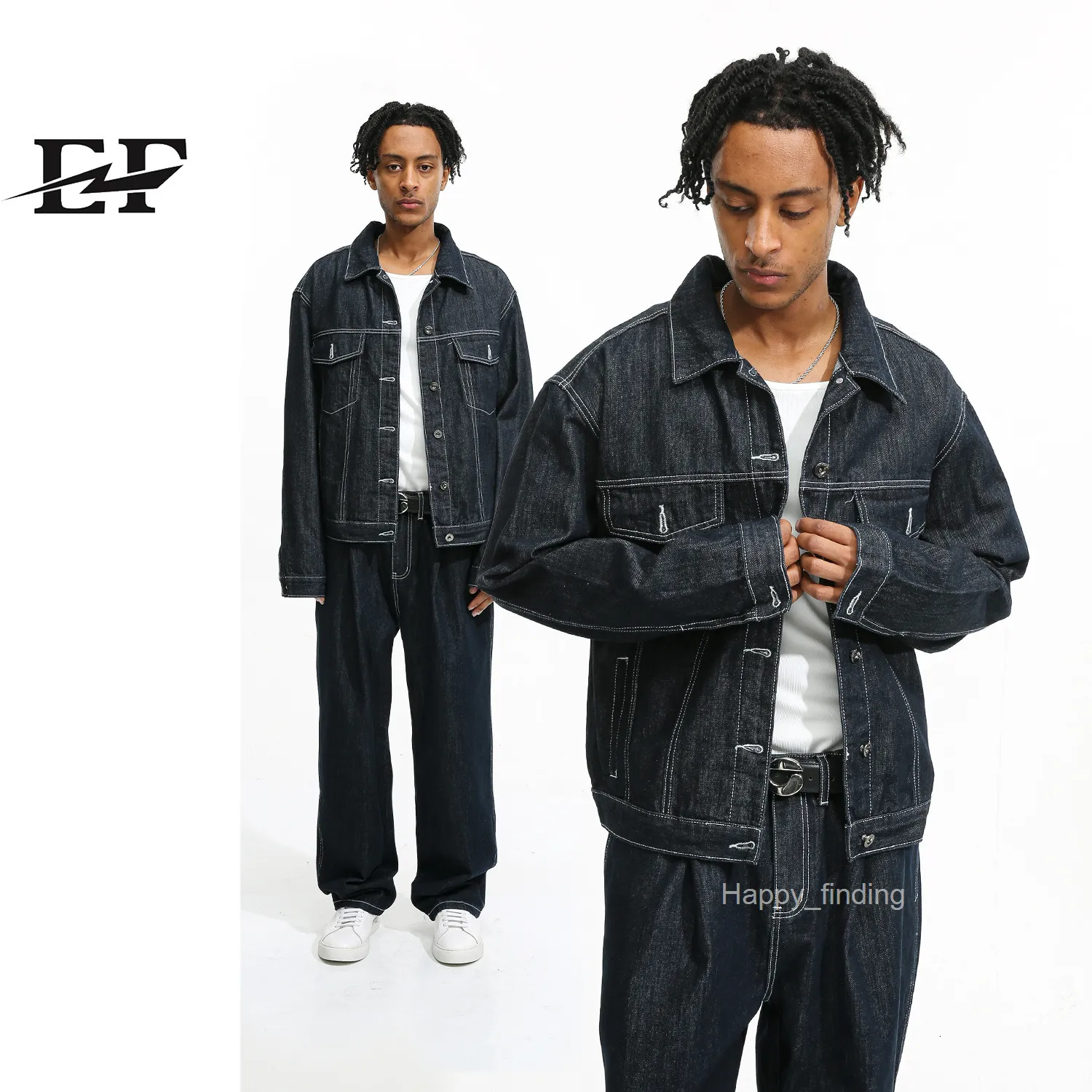 Jacket Pants Set Korean Style Loose Fit Two Piece Outfit, Unisex Black ...